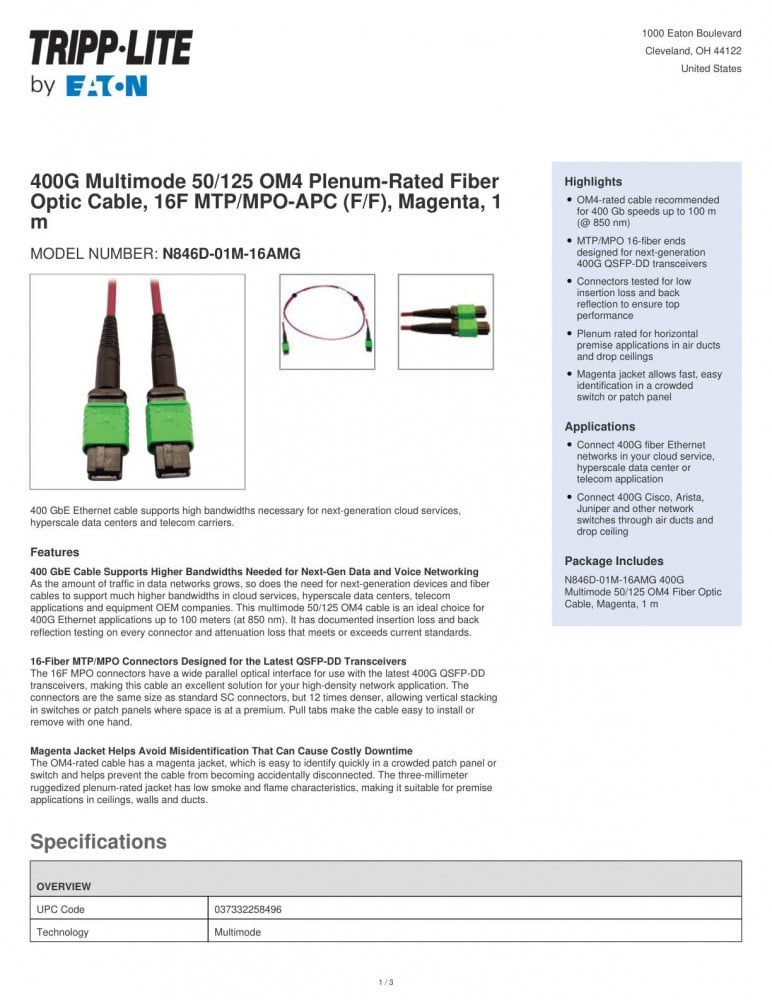 N846D-01M-16AMG technical document page 1