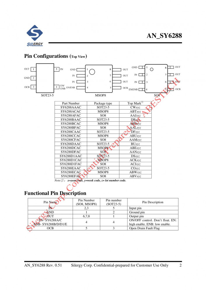 SY6288 datasheet page 2