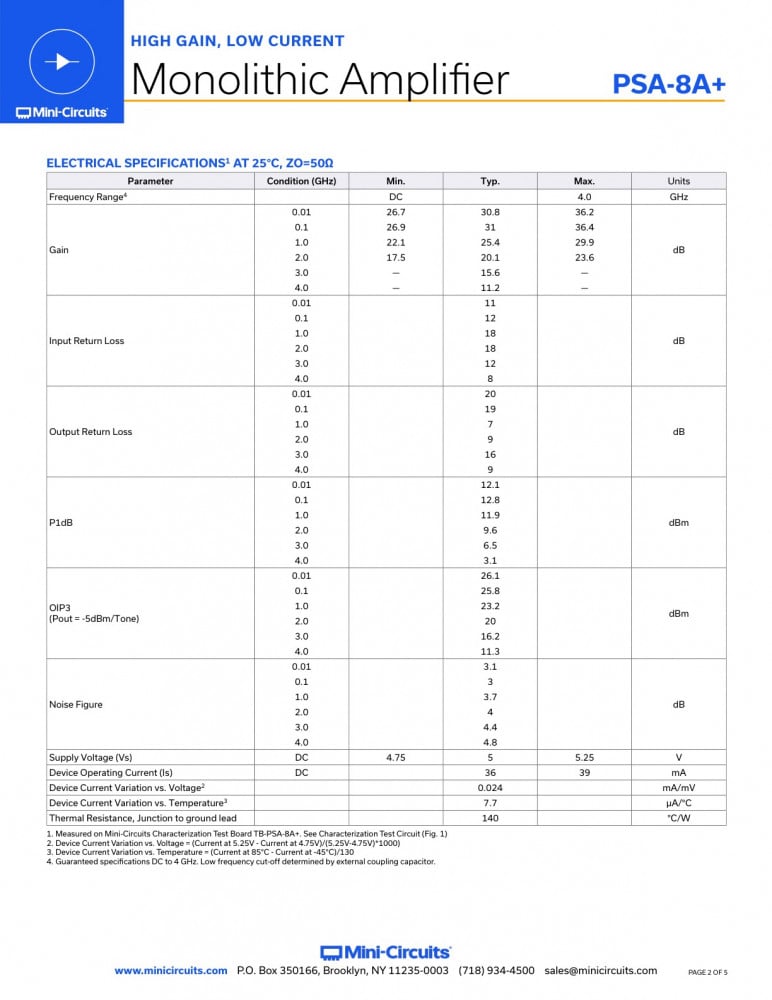 PSA-8A+ datasheet page 2