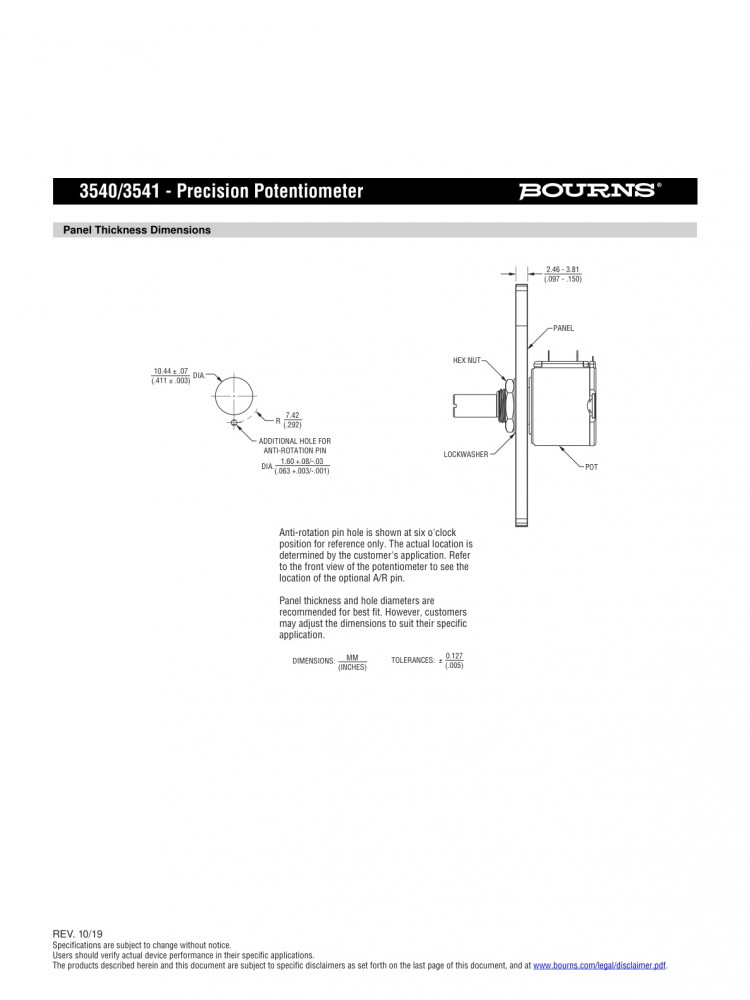 BOURNS 3540/3541 precision potentiometer datasheet page 2