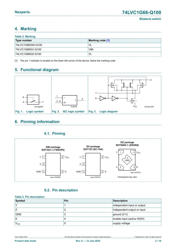 74LVC1G66GV-Q100 datasheet page 2