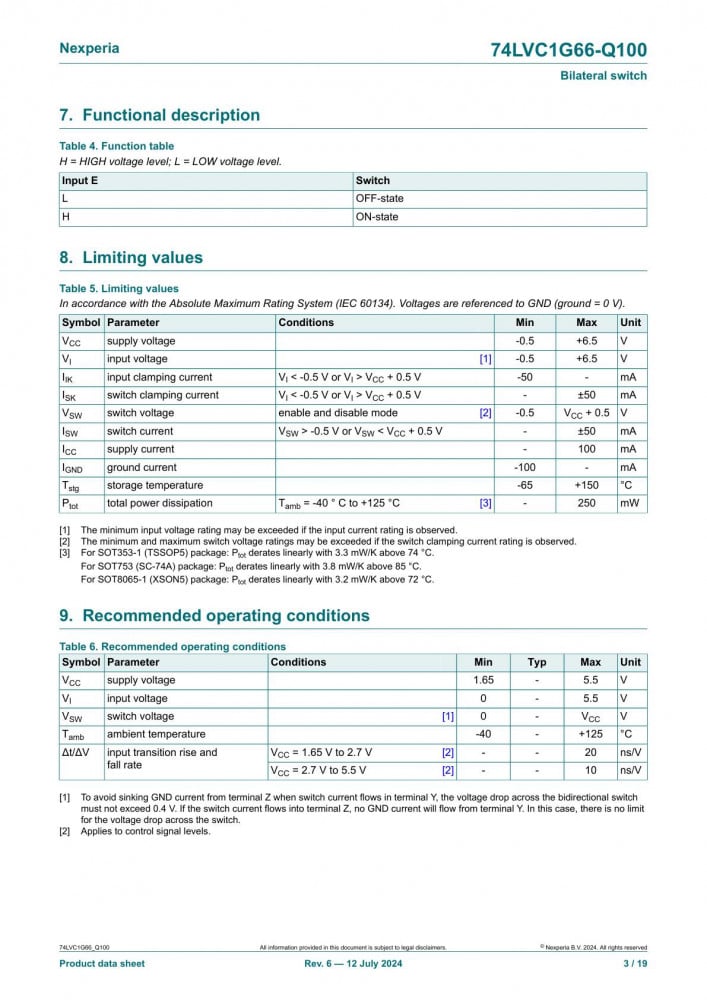 74LVC1G66GV-Q100 datasheet page 3