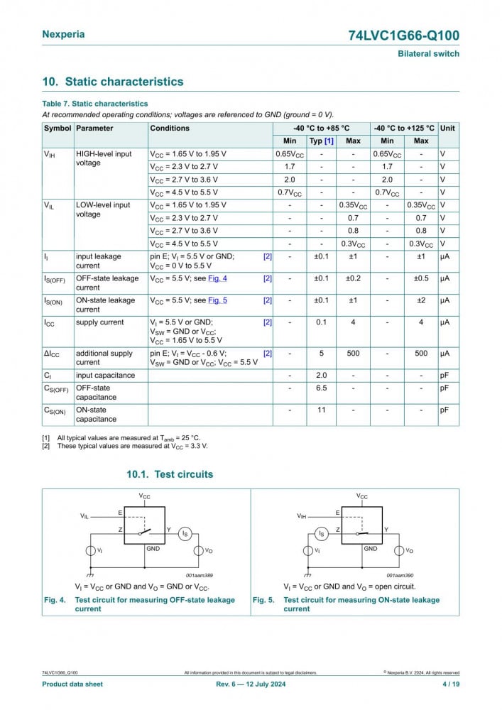 74LVC1G66GV-Q100 datasheet page 4