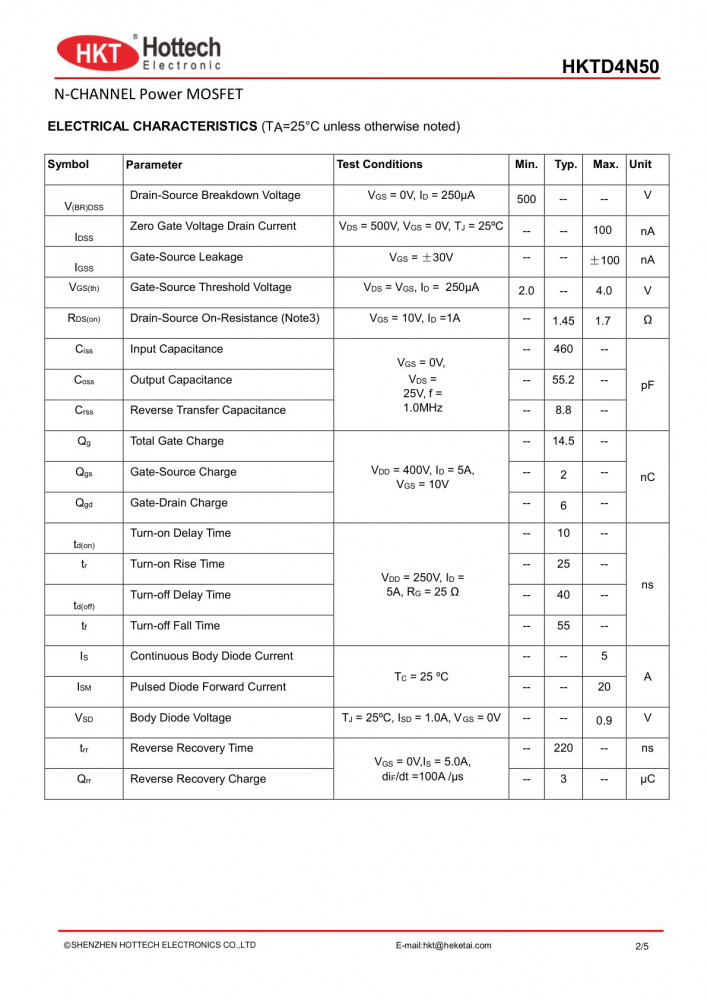 HKTD4N50 datasheet page 2