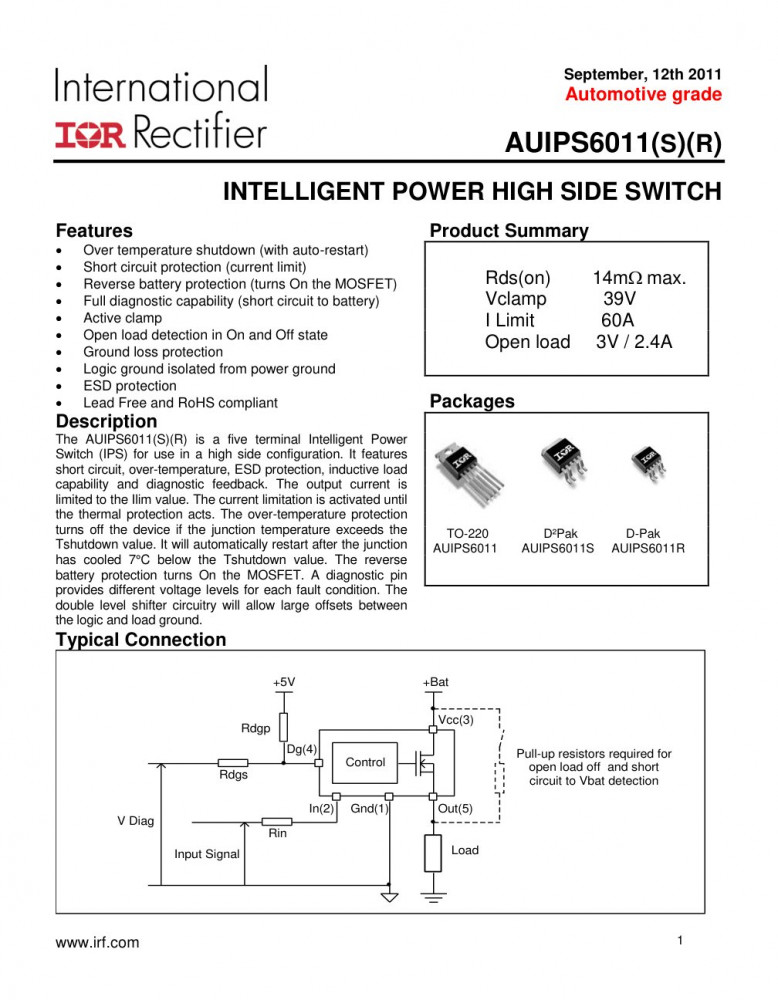 AUIPS6011STRL datasheet page 1