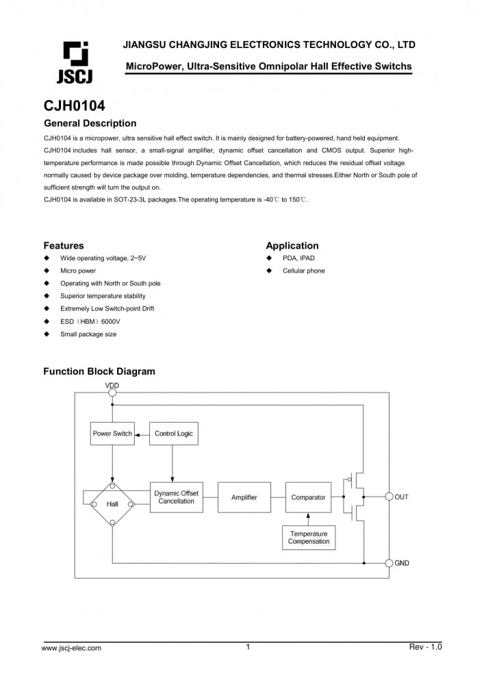 CJH0104 datasheet page 1