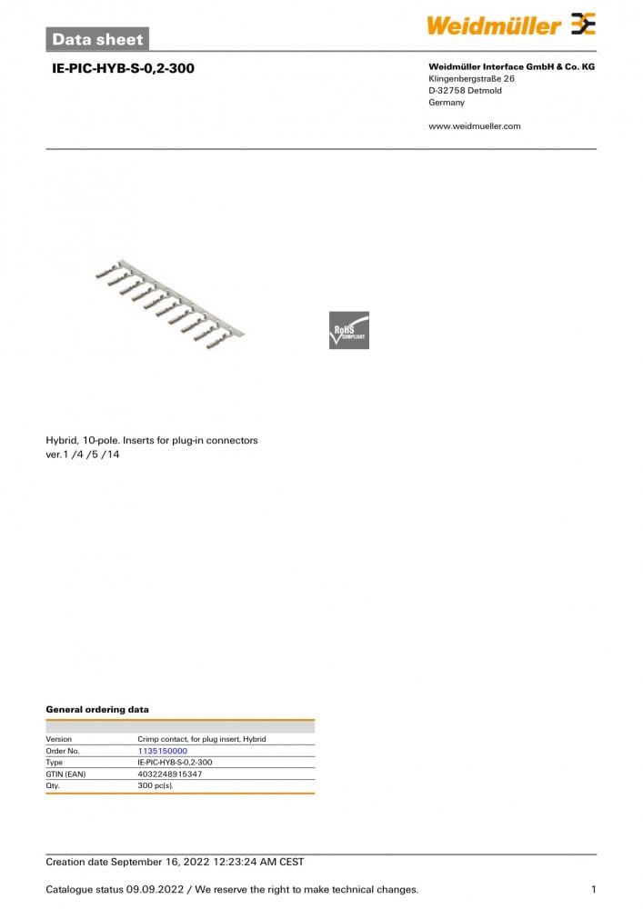 WEIDMULLER 1135150000 document page 1