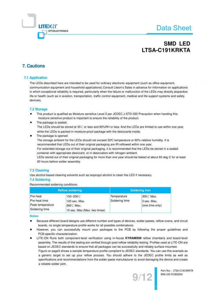 LTSA-C191KRKTA datasheet page 10