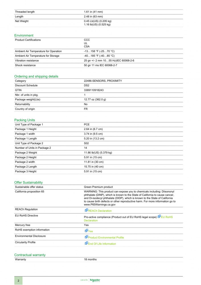 XS2M30MA250L2 technical document page 2