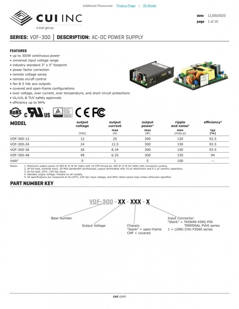 VOF-300-36-CNF datasheet page 1
