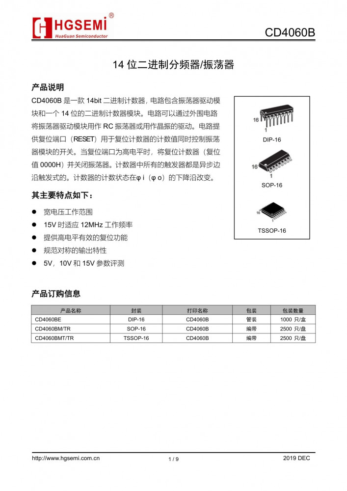 CD4060DMT/TR datasheet page 1