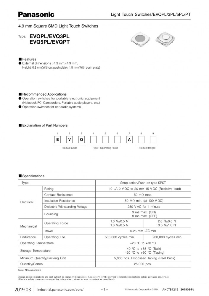 EVQPLFA08 technical document page 1