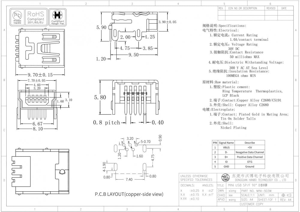 MINI-503W technical drawing preview
