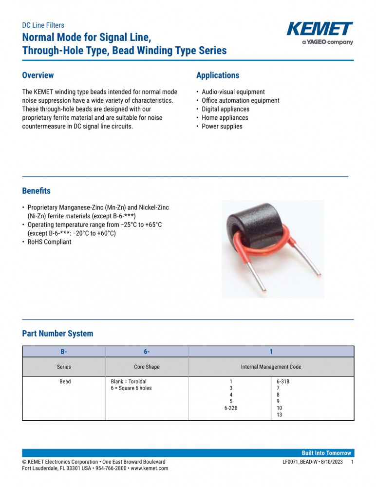 KEMET B-13 datasheet page 1