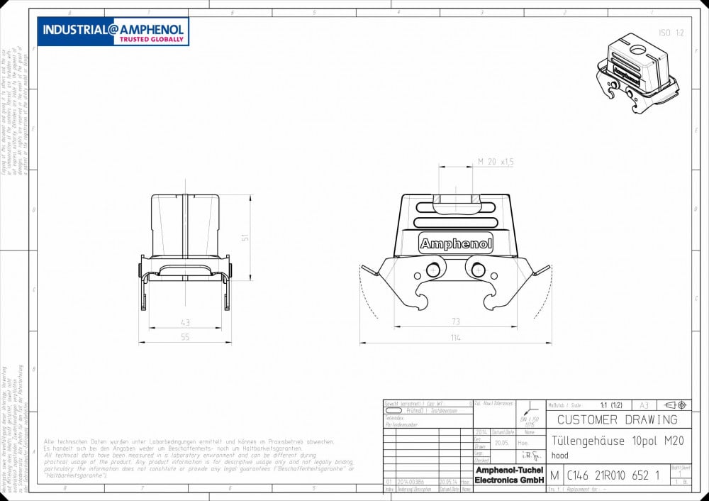 Amphenol C146 21R010 652 1 customer drawing