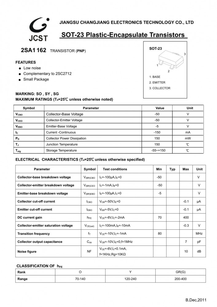 2SA1162 datasheet page 1