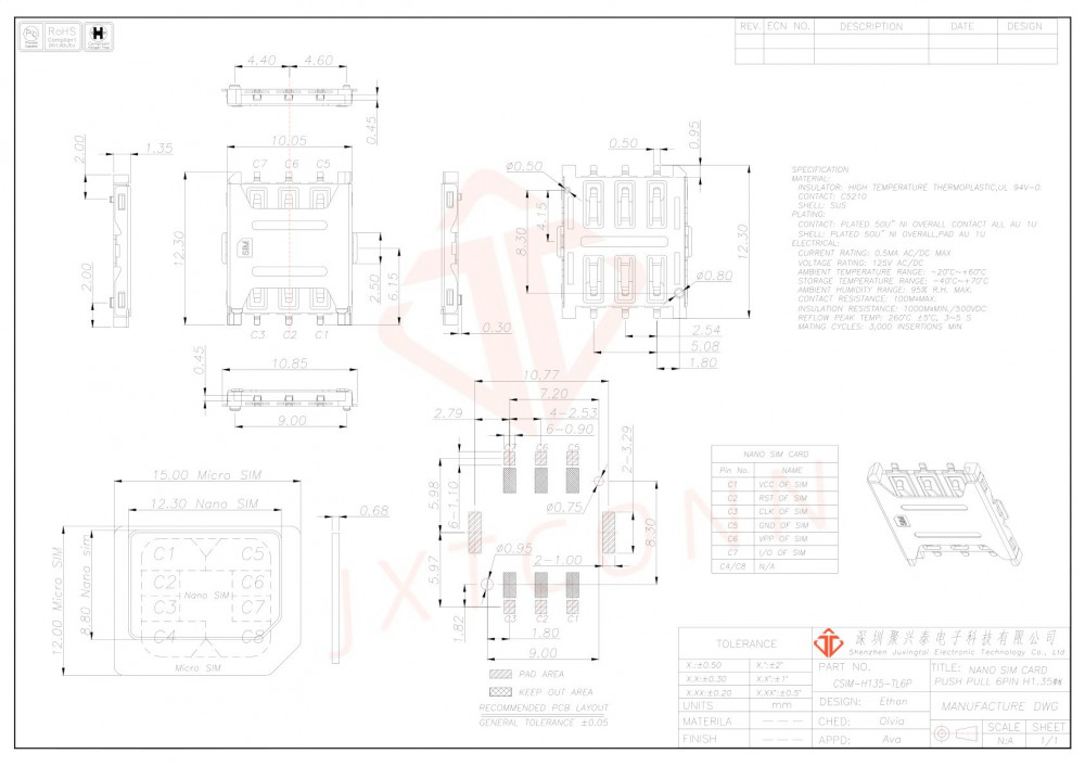 CSIM-H135-TL6P manufacture drawing page 1
