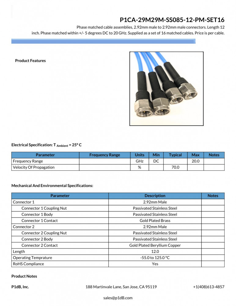 P1CA-29M29M-SS085-12-PM-SET16 product documentation page 1