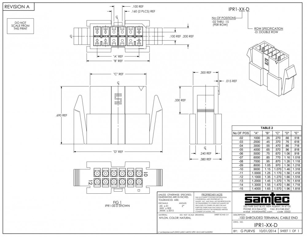 Samtec IPR1-03-D technical document page