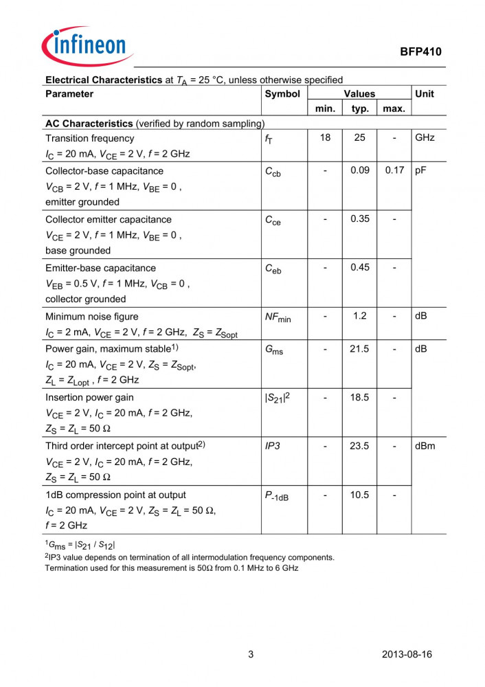 BFP410H6327 datasheet page 3