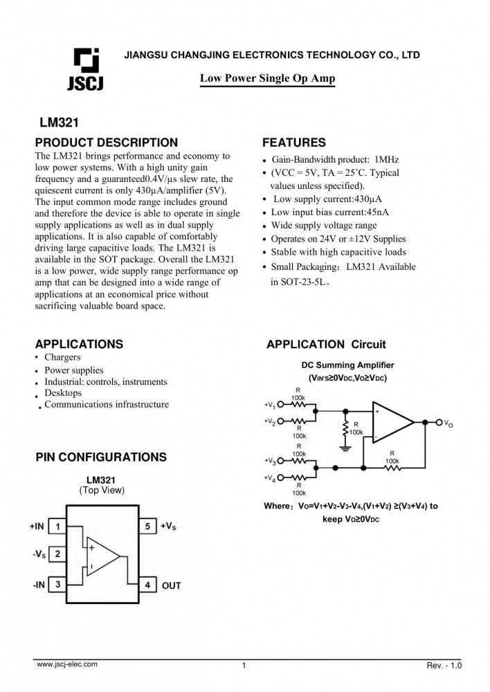 LM321 datasheet page 1