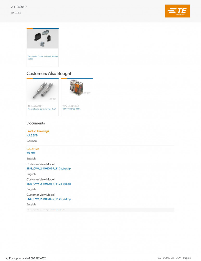 TE Connectivity 2-1106205-7 technical document page 2
