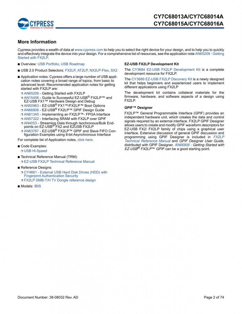 CY7C68014A-128AXC document page 3