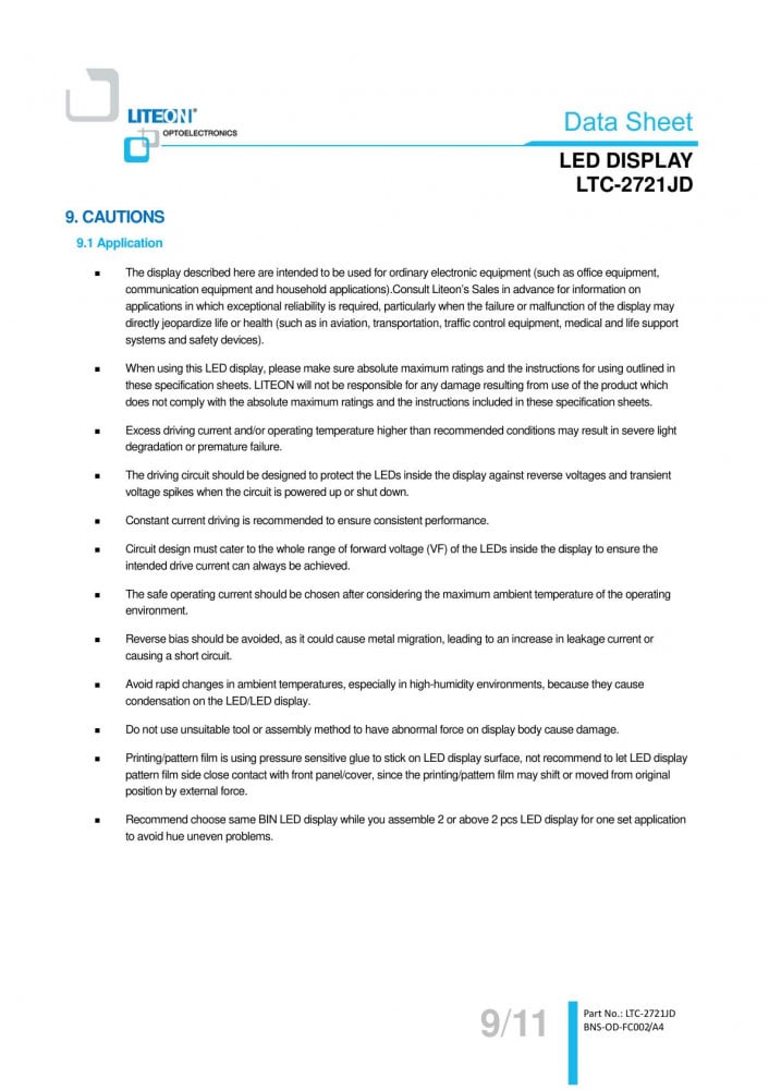 LTC-2721JD datasheet page 10