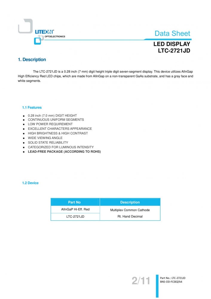 LTC-2721JD datasheet page 3