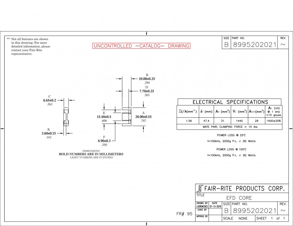 Fair-Rite 8995202021 technical drawing preview