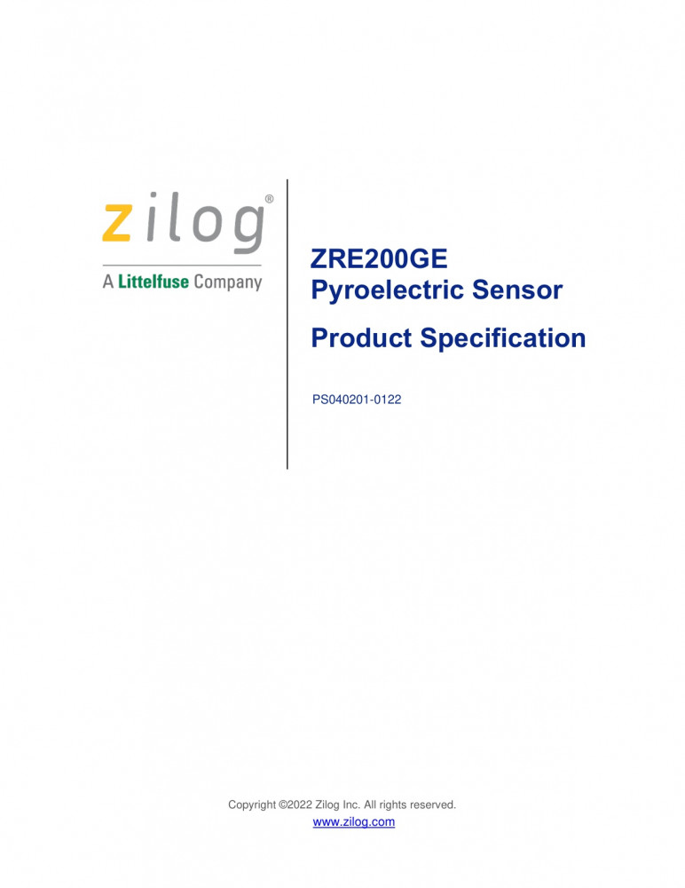 ZRE200GE specification document, page 1