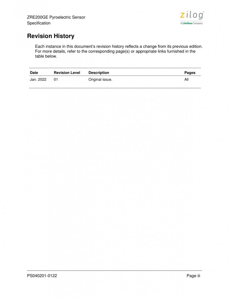 ZRE200GE specification document, page 3