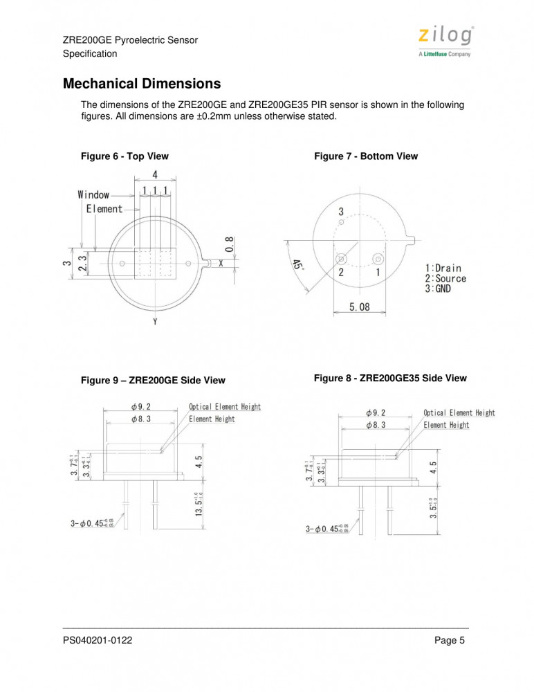 ZRE200GE specification document, page 8