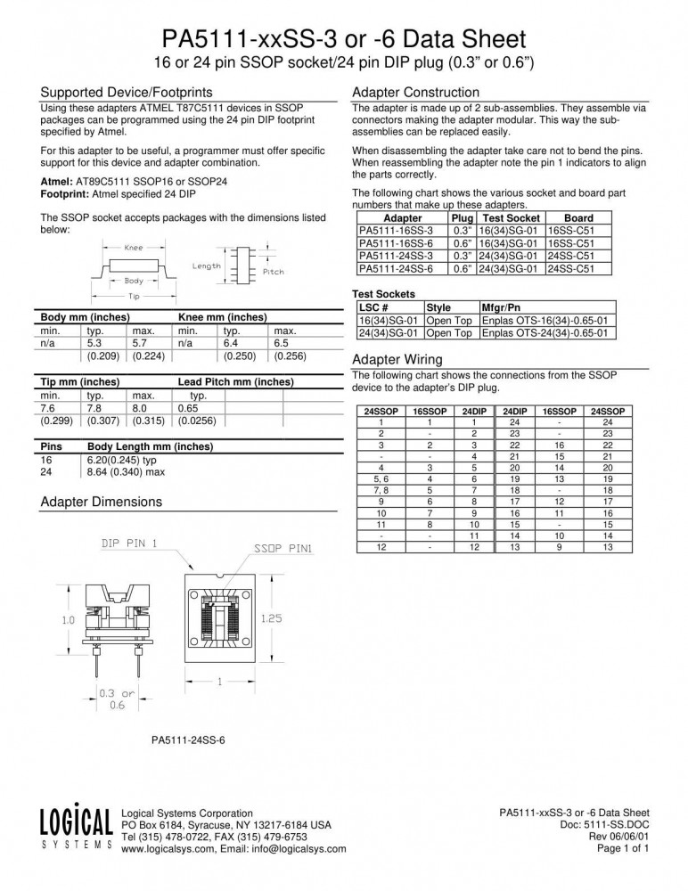 PA5111 adapter documentation page