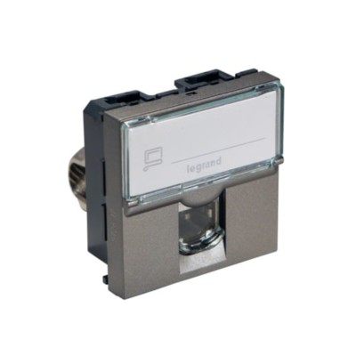 Arteor™ - RJ45 socket controlled access category 6 UTP 2 modules White with red shutter