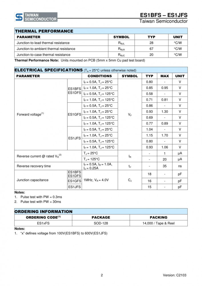 ES1BFS datasheet page 2