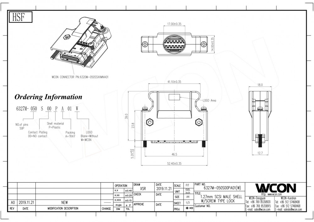WCON 6327M-050S00PA01(W) drawing page 1