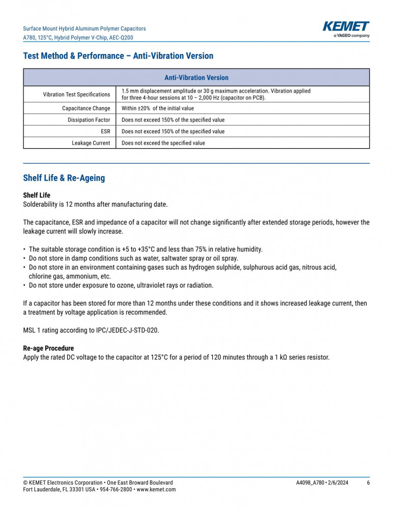 KEMET A780 datasheet page 6