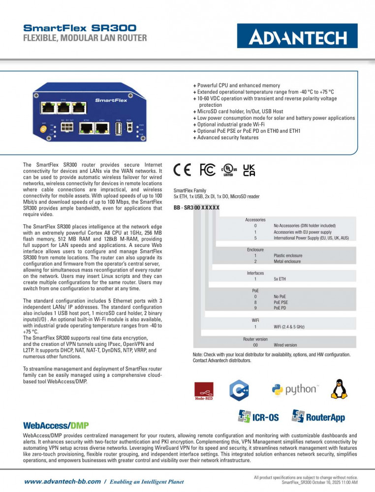 SmartFlex SR300 technical document page 1