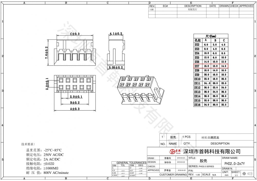 PHD2.0-2x7Y specification page 1