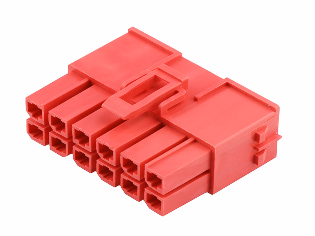 Mega-Fit ColorLock Tangless TPA-Capable Receptacle Housing, Dual Row, 8 Circuit, UL 94V-0, Glow-Wire Capable, Red for sale