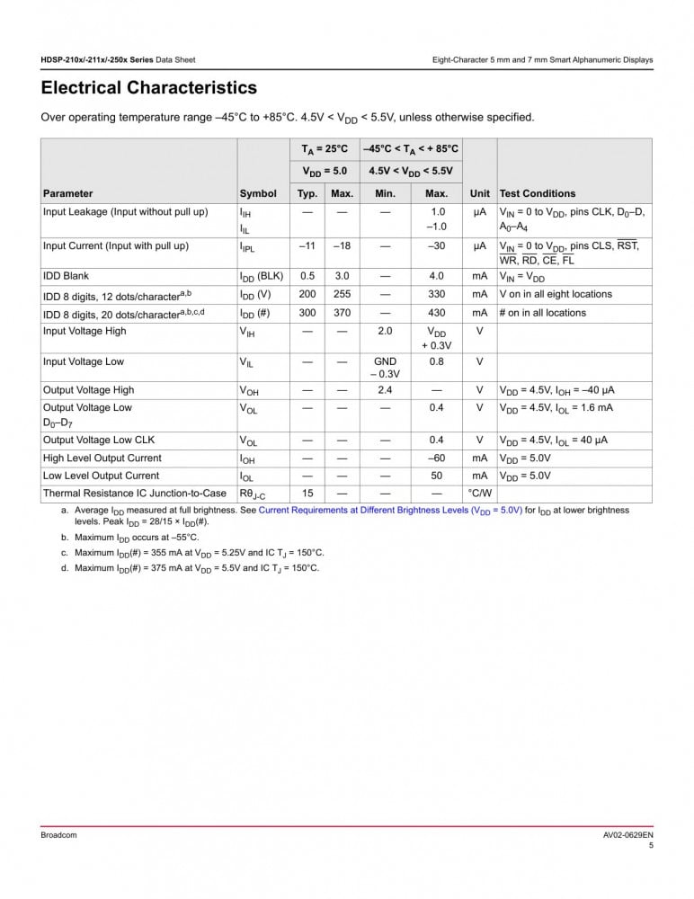 HDSP-2112 datasheet page 5