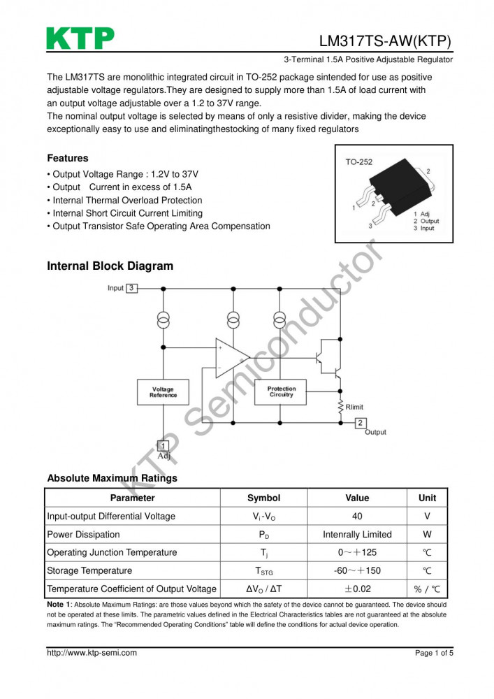 LM317TS-AW(KTP) datasheet page 1