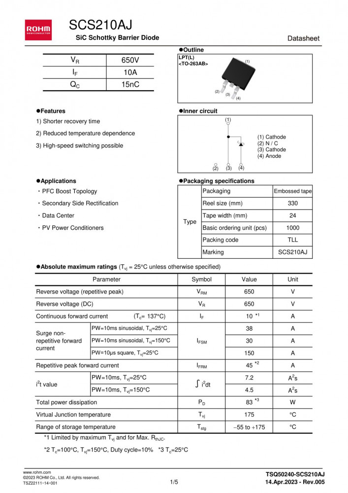 SCS210AJTLL technical document page 1
