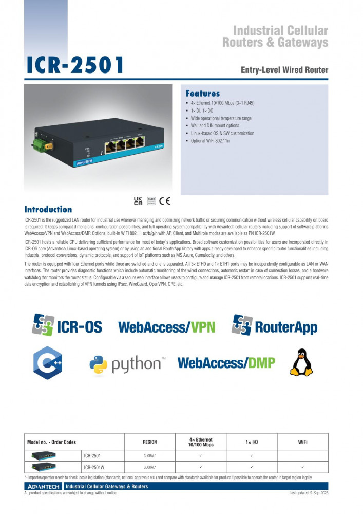 ICR-2501 technical document, page 1