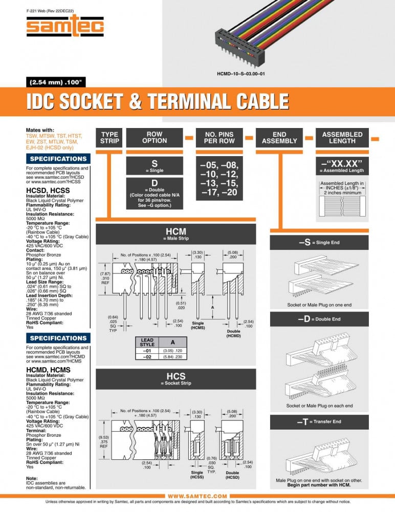 Samtec HCSD series technical document page 1
