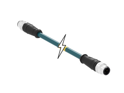 Micro-Change (M12) Double-Ended Cordset, 4 Poles, D-Coded, Male (Straight) to Male (Straight), 24 AWG, Teal TPU Cable, 2.0m (6.56') Length