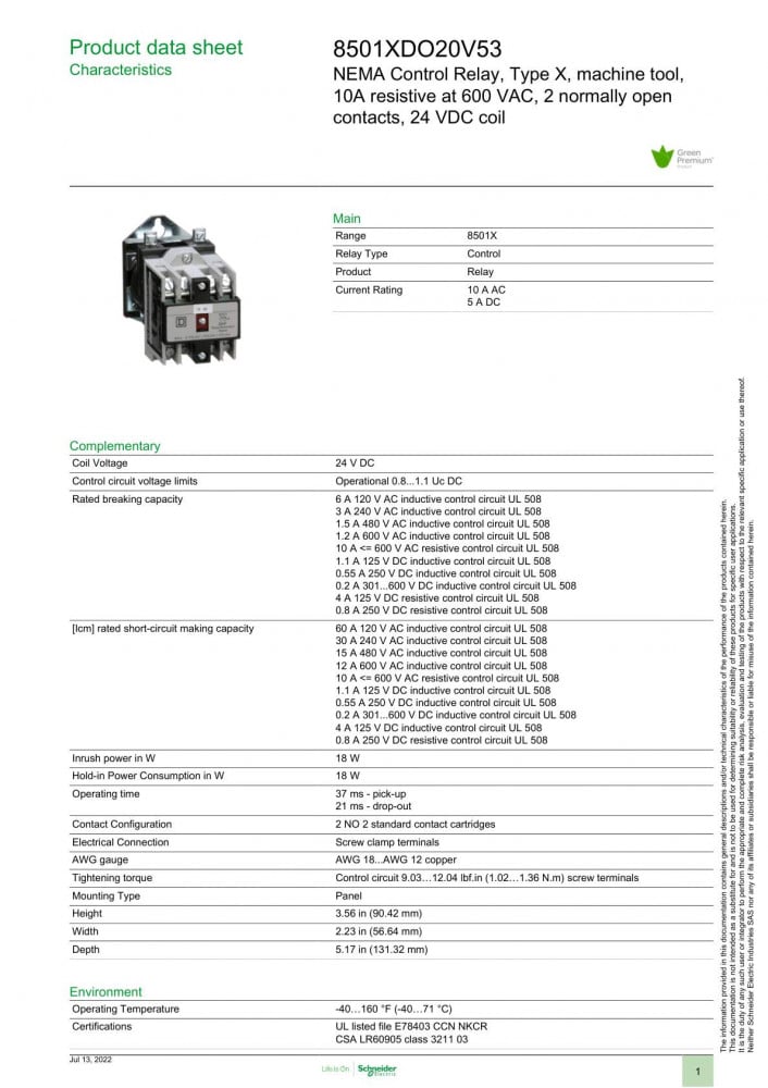 8501XDO20V53 technical document page 1