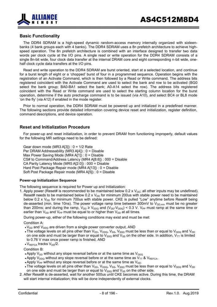 AS4C512M8D4 datasheet page 8