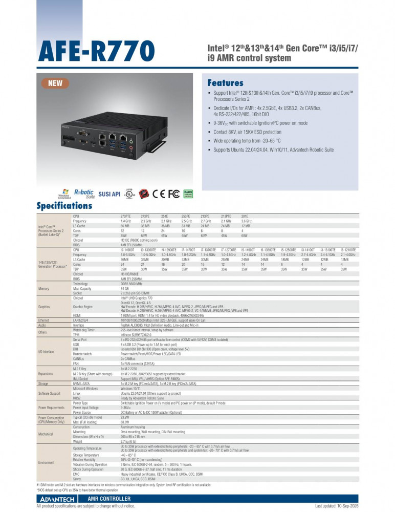 AFE-R770 product documentation page 1